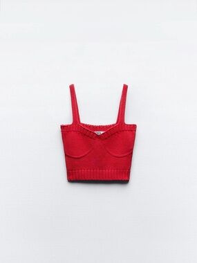 Zara | Tops | Zara Red Knit Cropped Tank Top | Poshmark